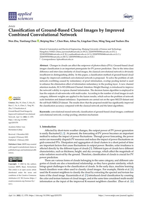 Pdf Classification Of Ground Based Cloud Images By Improved Combined Convolutional Network