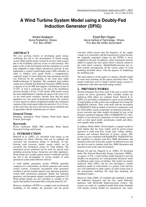 Pdf A Wind Turbine System Model Using A Doubly Fed Induction Generator Dfig