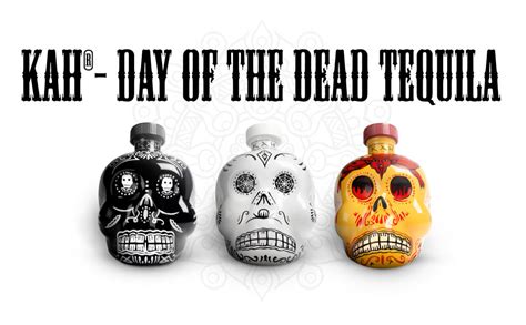 Kah Tequila Blanco In Hand Painted White Ceramic Day Of The Dead Skull