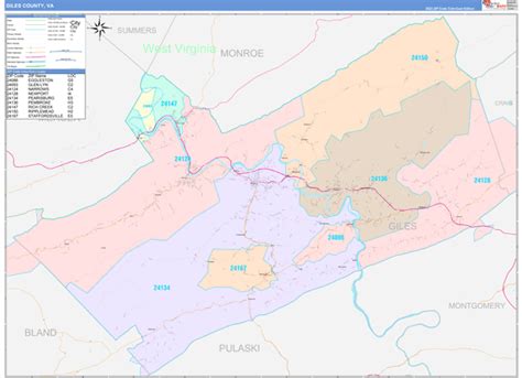 Wall Maps Of Giles County Virginia
