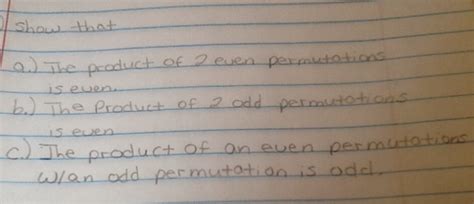 solved the product of 2 even permutations is even the