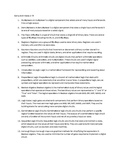 Comp Arch Notes 2 Demultiplexers A Demultiplexer Is A Digital Component That Takes A Single