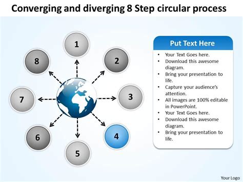 Converging And Diverging Step Circular Process Arrows Network Software PowerPoint Slides