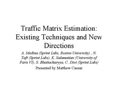 Traffic Matrix Estimation Existing Techniques And New Directions