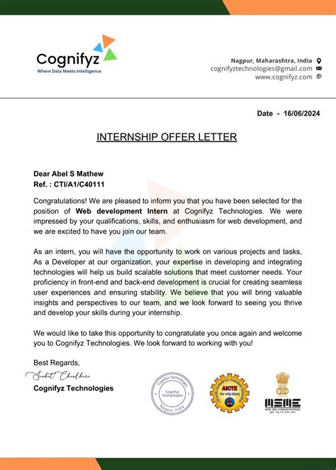 Abel Mathew On Linkedin Internship Newbeginnings Cognifyz Cognifyztech Cognifyztechnologies