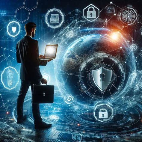 Premium Photo Cyber Security Data Protection Businessman Holding A