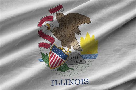 Premium Photo Illinois Us State Flag With Big Folds Waving Close Up