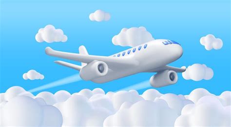 Premium Vector 3d White Realistic Airplane In Clouds