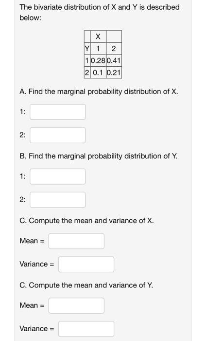 Solved The Bivariate Distribution Of X And Y Is Described