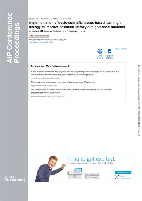 Pdf Implementation Of Socio Scientific Issues Based Learning In Biology To Improve Scientific