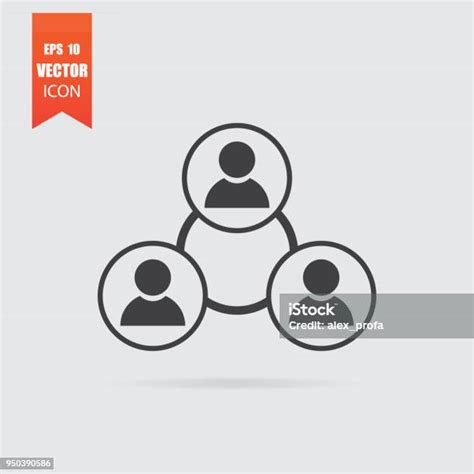 평면 스타일 회색 배경에 고립 된 사람들이 네트워크 아이콘 개념에 대한 스톡 벡터 아트 및 기타 이미지 개념 검은색