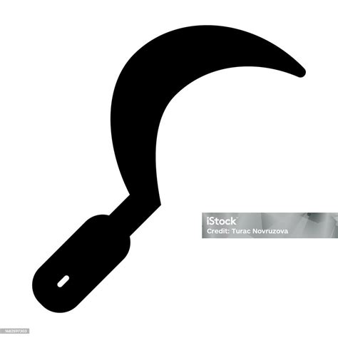 낫 단단한 아이콘 농장 정원 개념 흰색 배경에 수확 후크 기호 글리프 스타일의 모바일 개념 웹 디자인의 정원 가꾸기 낫 아이콘