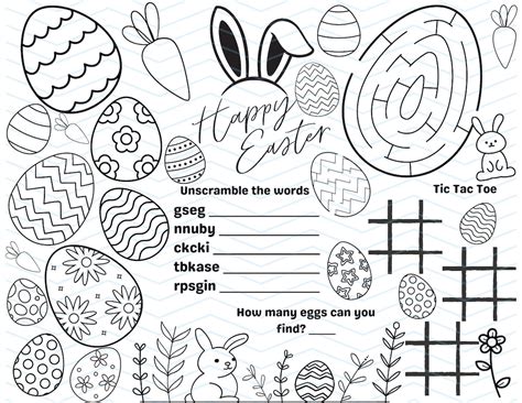 Easter Activity Sheet Etsy