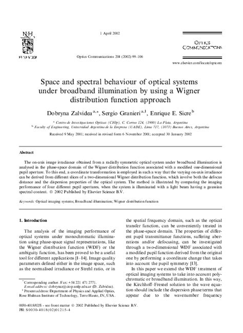 Pdf Space And Spectral Behaviour Of Optical Systems Under Broadband Illumination By Using A