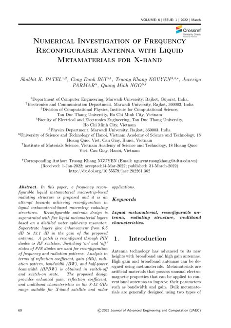 Pdf Numerical Investigation Of Frequency Reconfigurable Antenna With