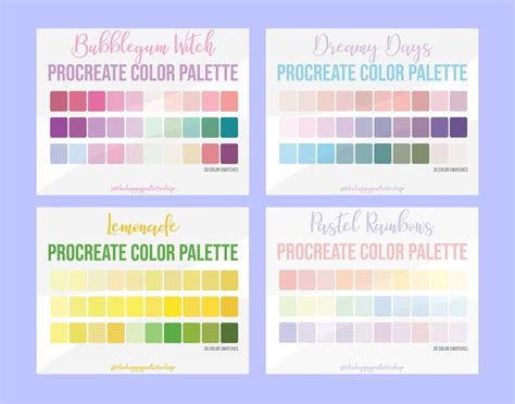 Kawaii Procreate Colors Bundle Lettering Digital Art Digital