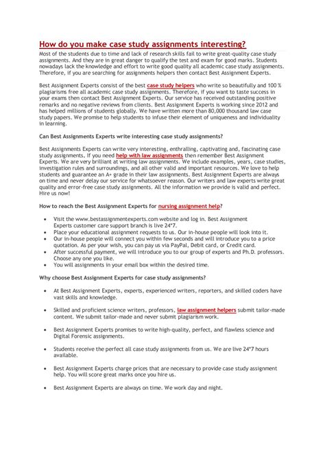 How Do You Make Case Study Assignments Interesting By My Assignment Experts Issuu