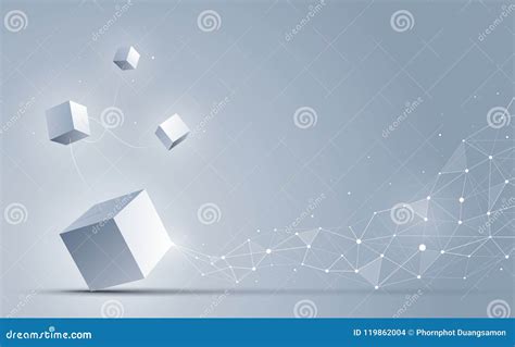 3d Cubes Connecting To Abstract Geometric Polygonal Dots And Lines