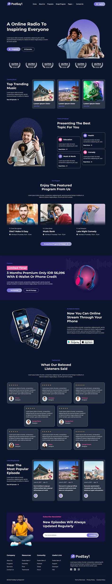 radio and podcast station elementor website behance