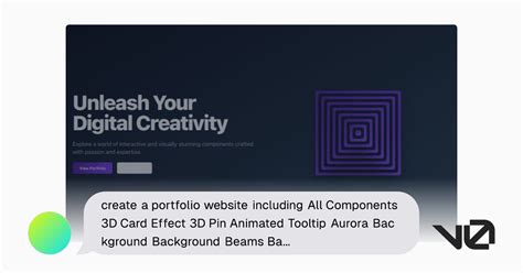 create a portfolio website including all components 3d card effect 3d