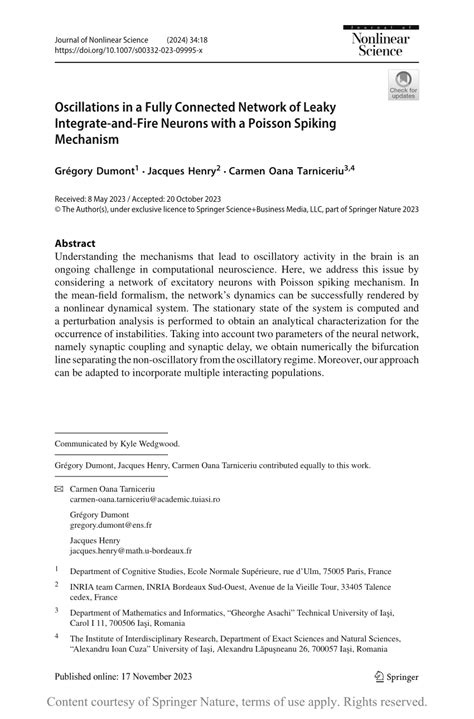 Oscillations In A Fully Connected Network Of Leaky Integrate And Fire Neurons With A Poisson