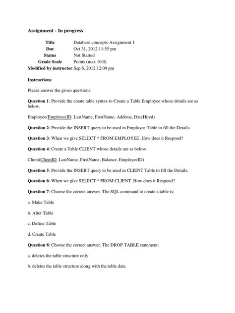 Data Base Concepts Pdf Table Database Sql