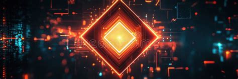 visual representation of a microchip with neon patterns and glowing