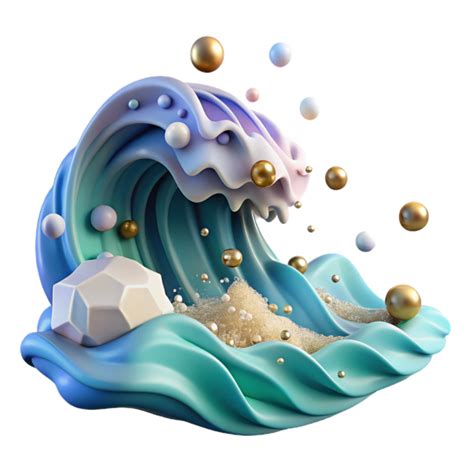 Beautiful Minimalist Ocean Waves Crashing On Shore Dynamic Angle Cutout Premium 60783154 Png