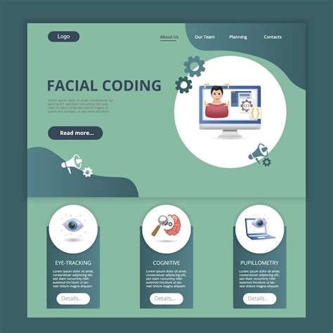 Premium Vector Facial Coding Flat Landing Page Website Template