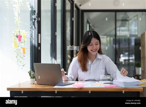 Accounting Planning Budget Concept Business Woman Offices Working For Arranging Documents