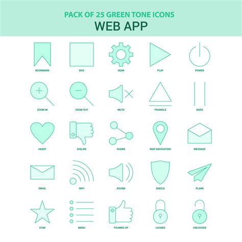 25 Green Web App Icon Set 14080485 Vector Art At Vecteezy