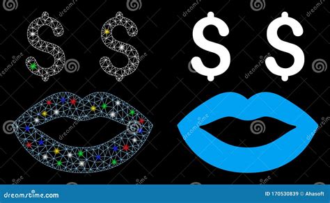 Glossy Mesh Wire Frame Prostitution Smiley Icon With Flare Spots Stock Vector Illustration Of