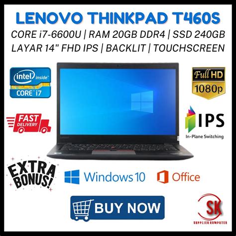 Jual Promo Lenovo Thinkpad T S Core I Ram Gb Ssd Gb Fhd Ips Windows Backlit