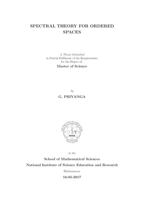 Pdf Spectral Theory For Ordered Spacespriyangagthesispdf