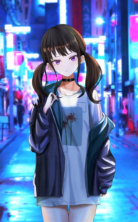 Wallpaper Anime Girls Lycoris Recoil Inoue Takina Long Hair Black