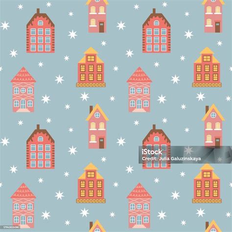 북유럽 핑크 집과 눈송이 완벽 한 패턴입니다 카드 초대장 벽지 배너 유치원 베이비 샤워 어린이 방 장식에 적합합니다 0명에 대한