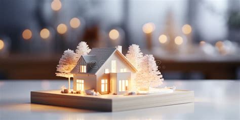 A Small Model Of A House On A Table Architectural Bureau Stock Illustration Illustration Of