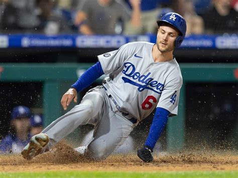 Download Trea Turner Sliding Into Base Dodgers Wallpaper
