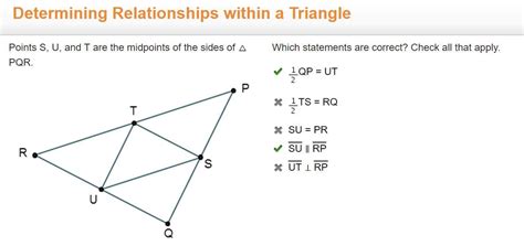 Points S U And T Are The Midpoints Of The Sides Of PQR Which Statements Are Correct Check