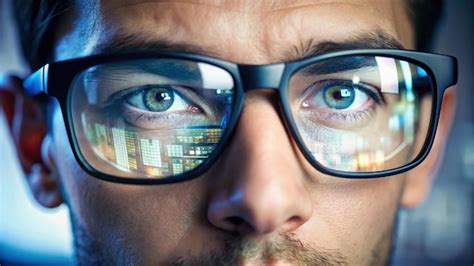 Premium Photo Man Wearing Glasses With City Background Generative AI