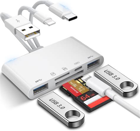 5 In 1 Memory Card Reader Usb Otg Adapter And Sd Card Reader For I Phone I Pad Usb C
