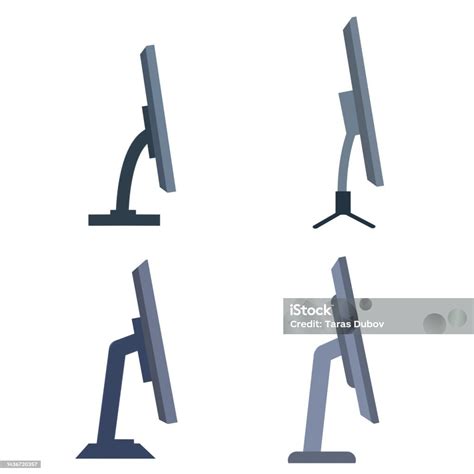 평면 모니터 현대 Pc 화면 측면보기 흰색에 고립 된 그림 0명에 대한 스톡 벡터 아트 및 기타 이미지 0명 날씬한