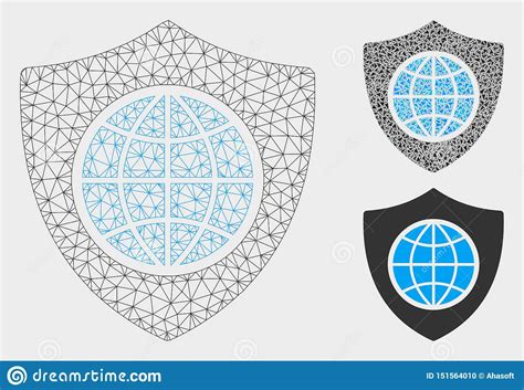 Global Shield Vector Mesh Carcass Model And Triangle Mosaic Icon Stock Vector Illustration Of