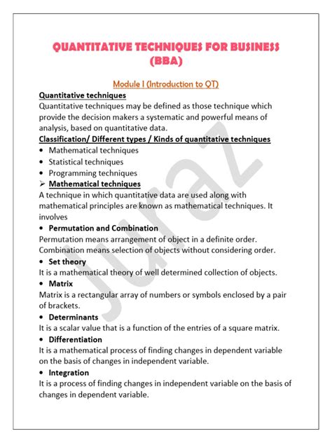 qt bba module i juraz pdf mathematical optimization statistics