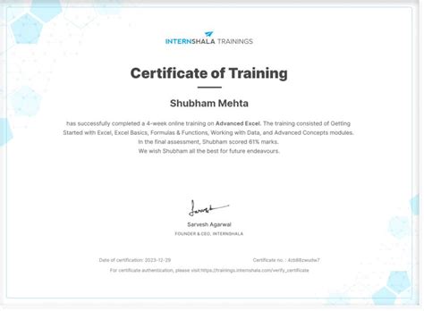 Advanceexcel Internshala Skillsdevelopment Shubham Mehta