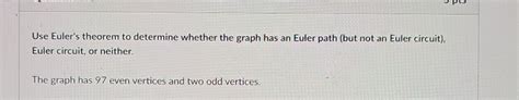 Solved Use Euler S Theorem To Determine Whether The Graph Chegg