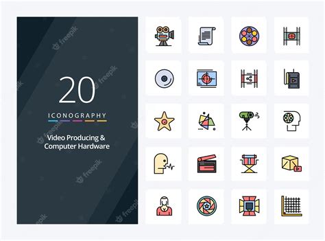 Premium Vector | 20 video producing and computer hardware line filled icon for presentation ...