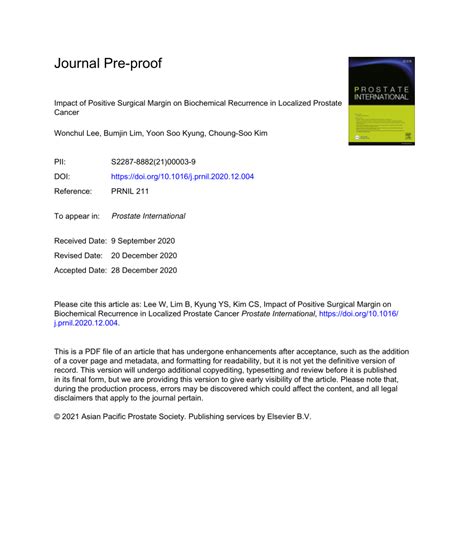 Pdf Impact Of Positive Surgical Margin On Biochemical Recurrence In Localized Prostate Cancer