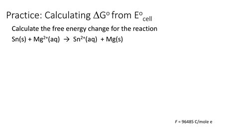 Solved Practice Calculating ΔG from Ecell Calculate the Chegg com