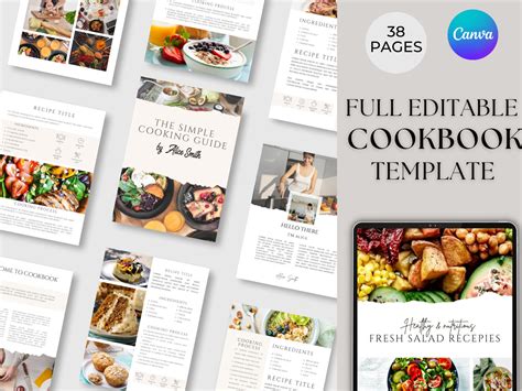 editable and printable cookbook template recipe book template